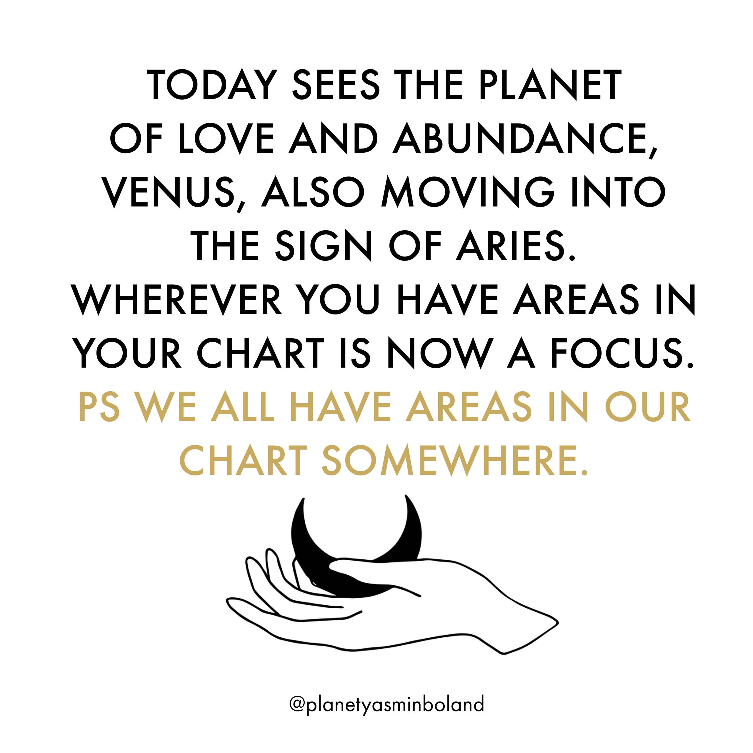 Venus moving into Aries - Yasmin Boland