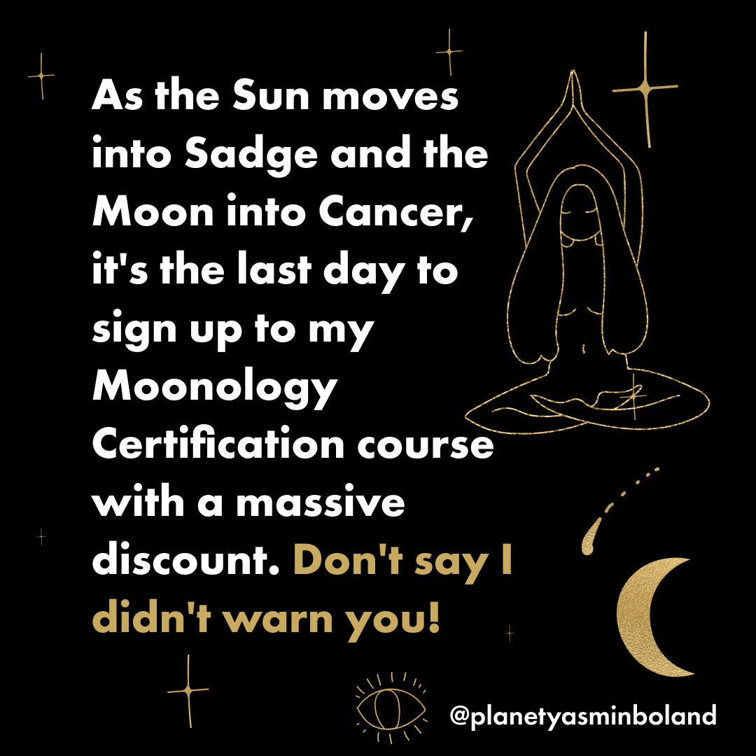 As the Sun moves into Sadge and the Moon into Cancer - Yasmin Boland